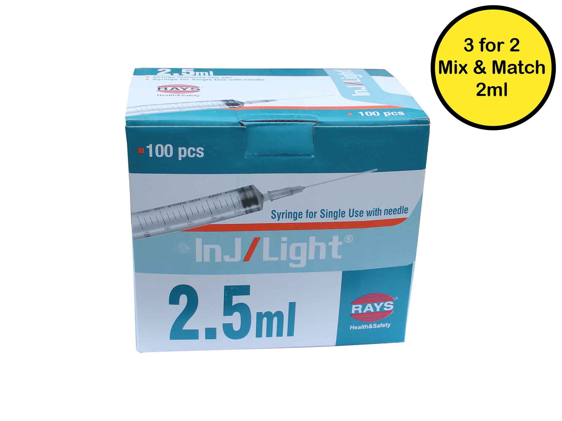 2.5ml Syringe With 21G Hypodermic Needle 16mm 5/8" — RayMed