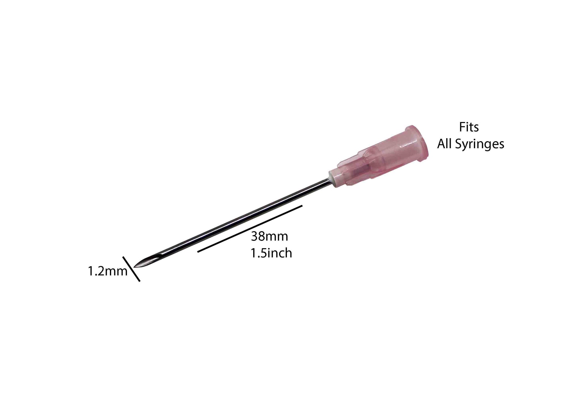 18G Hypodermic Needle (1.2mm x 38mm) Pink (18G X 1, 1/2" inch) Rays Mi ...