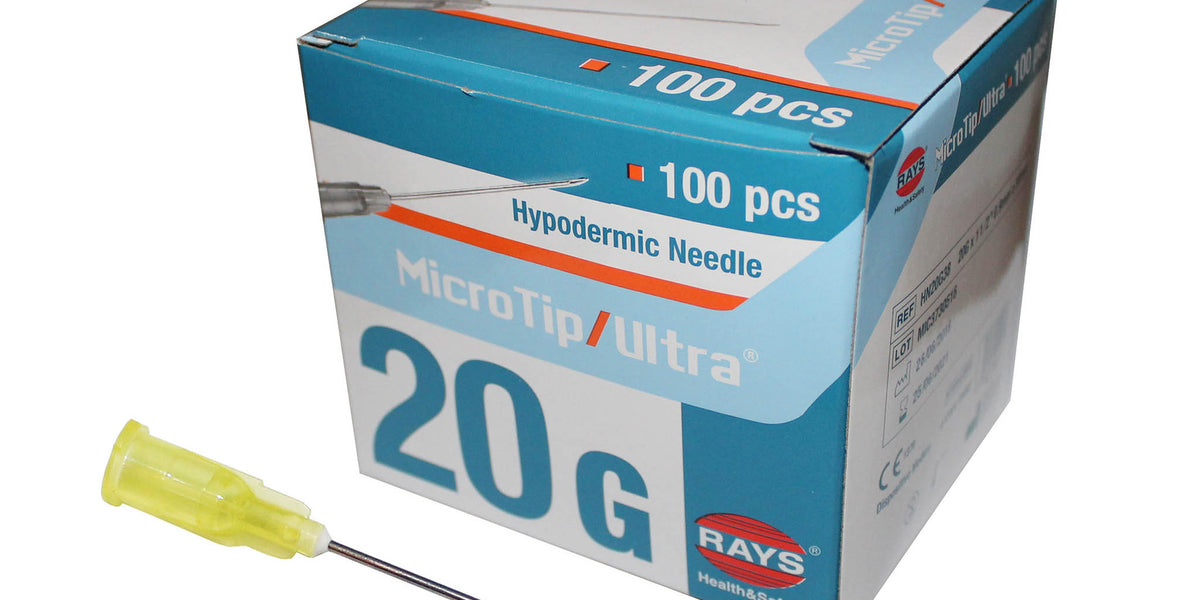 20G Hypodermic Needle (0.9mm x 38mm) Yellow Rays MicroTip/Ultra — RayMed