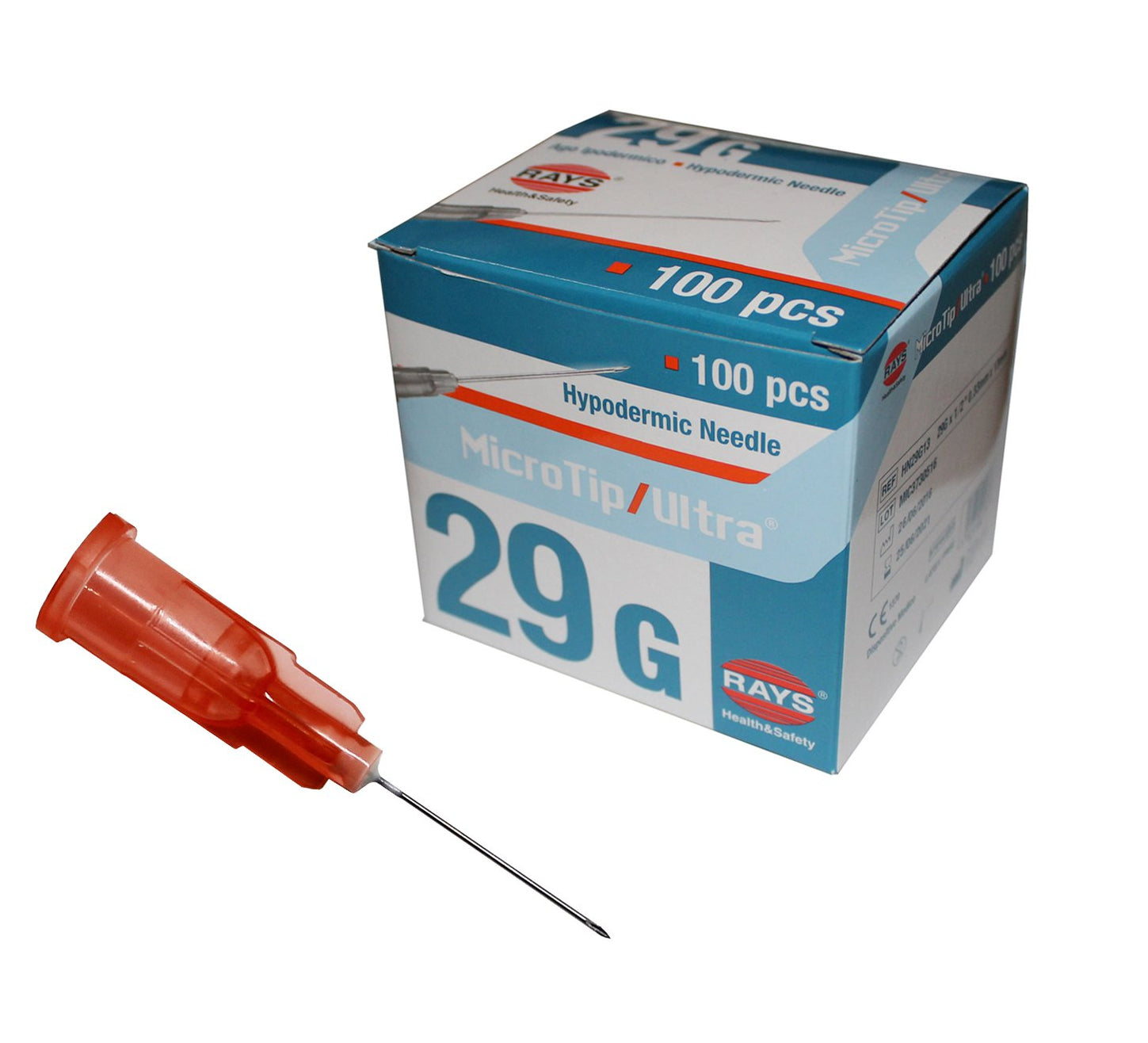 29G Hypodermic Needle (0.33mm x 13mm) Red (29G x 1/2" inch) Rays Micro ...