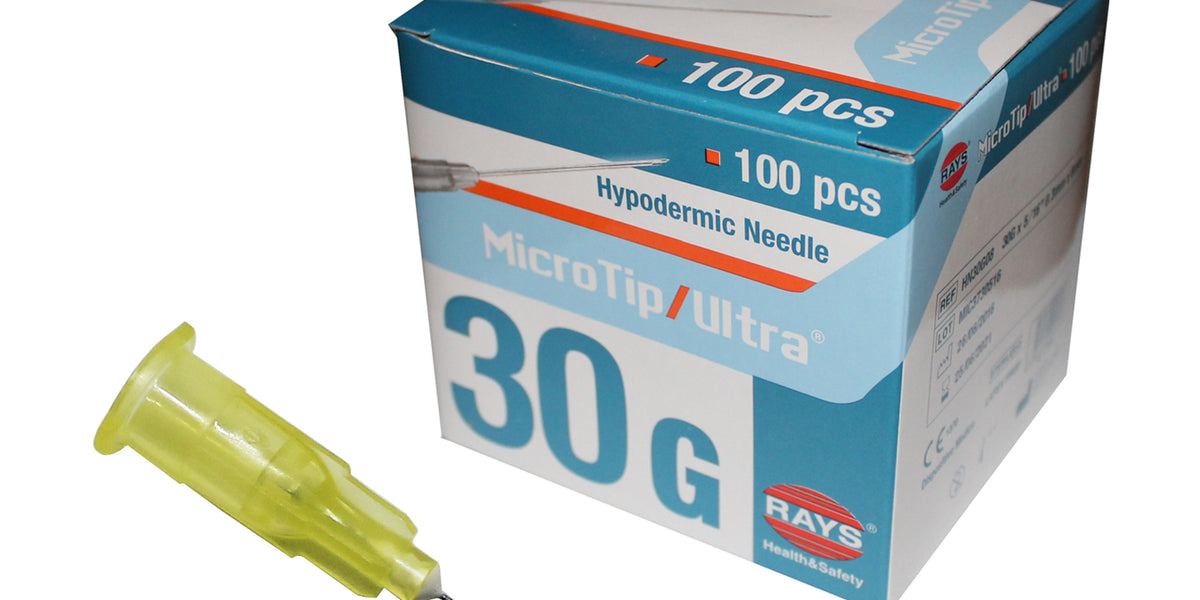 30G Hypodermic Needle (0.3mm x 13mm) Light Yellow (30G X 1/2" inch) Ra ...